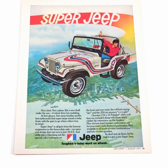 Jeep | Art | Vintage Super Jeep Full Color Print Ad 973 Car Craft ...